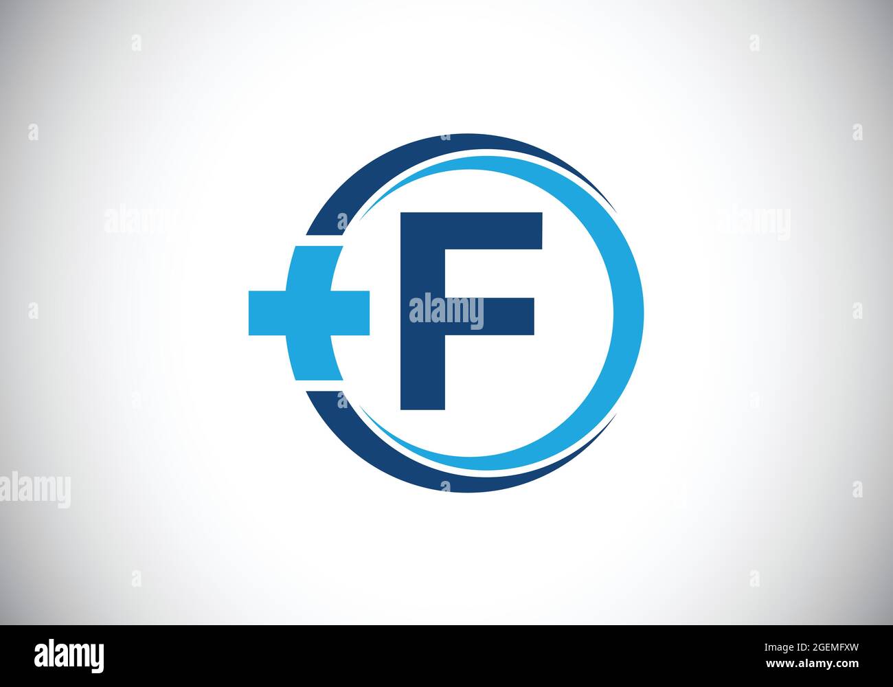 Initial F monogram alphabet in a circle with cross plus. Medical logo ...
