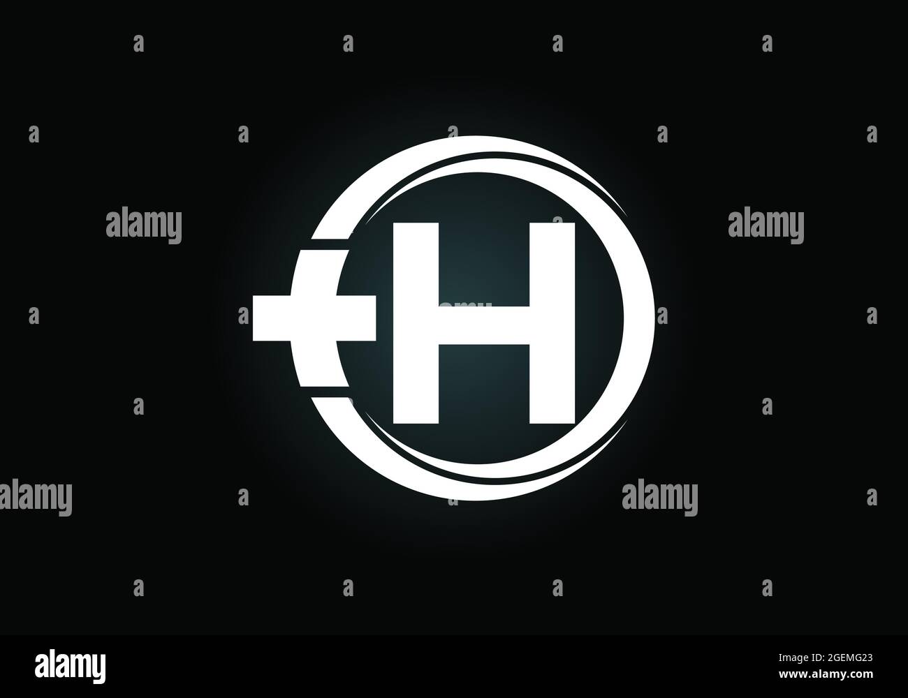 Initial H monogram alphabet in a circle with cross plus. Medical logo ...