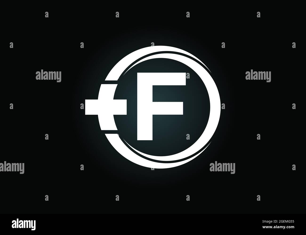 Initial F monogram alphabet in a circle with cross plus. Medical logo ...