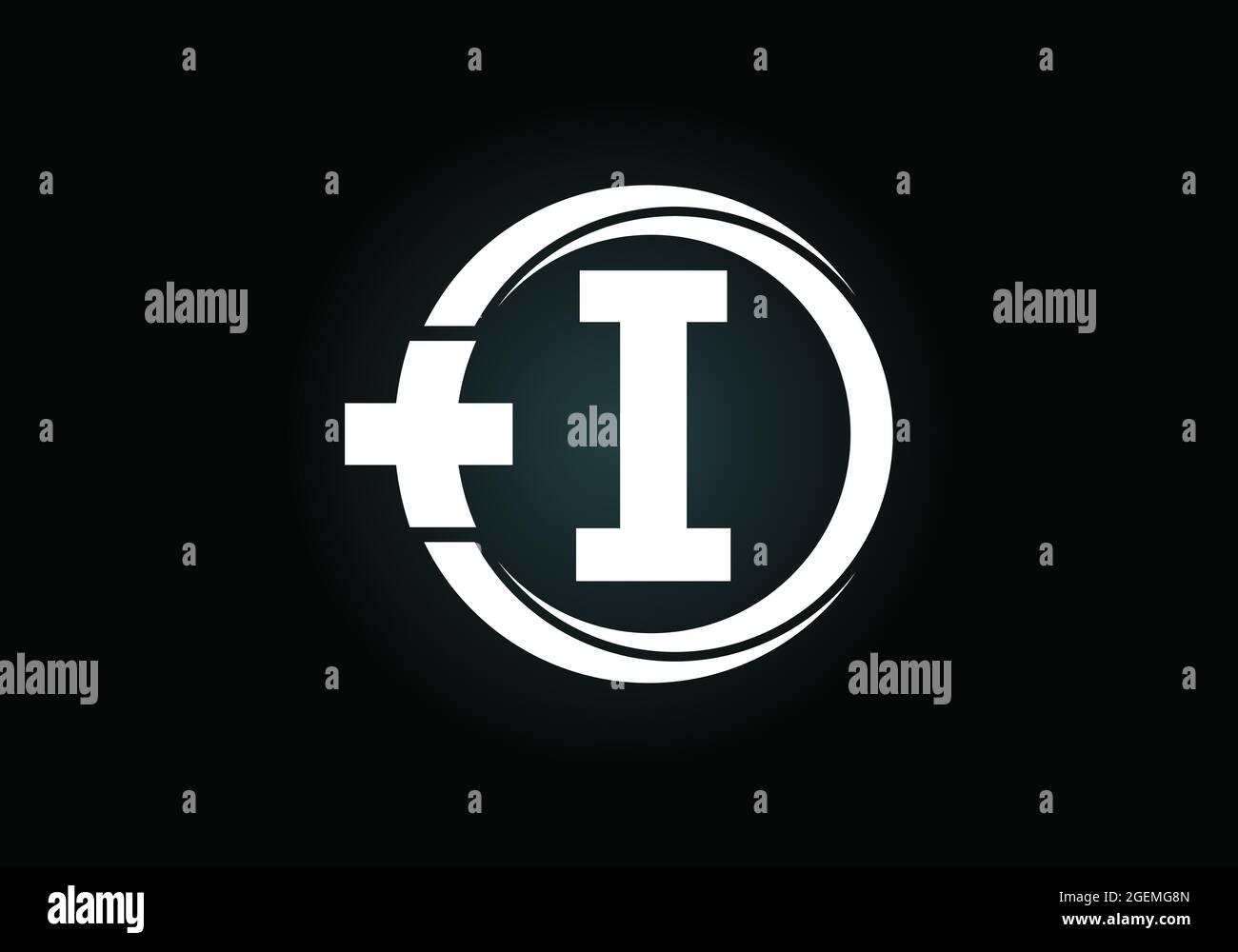 Initial I monogram alphabet in a circle with cross plus. Medical logo ...