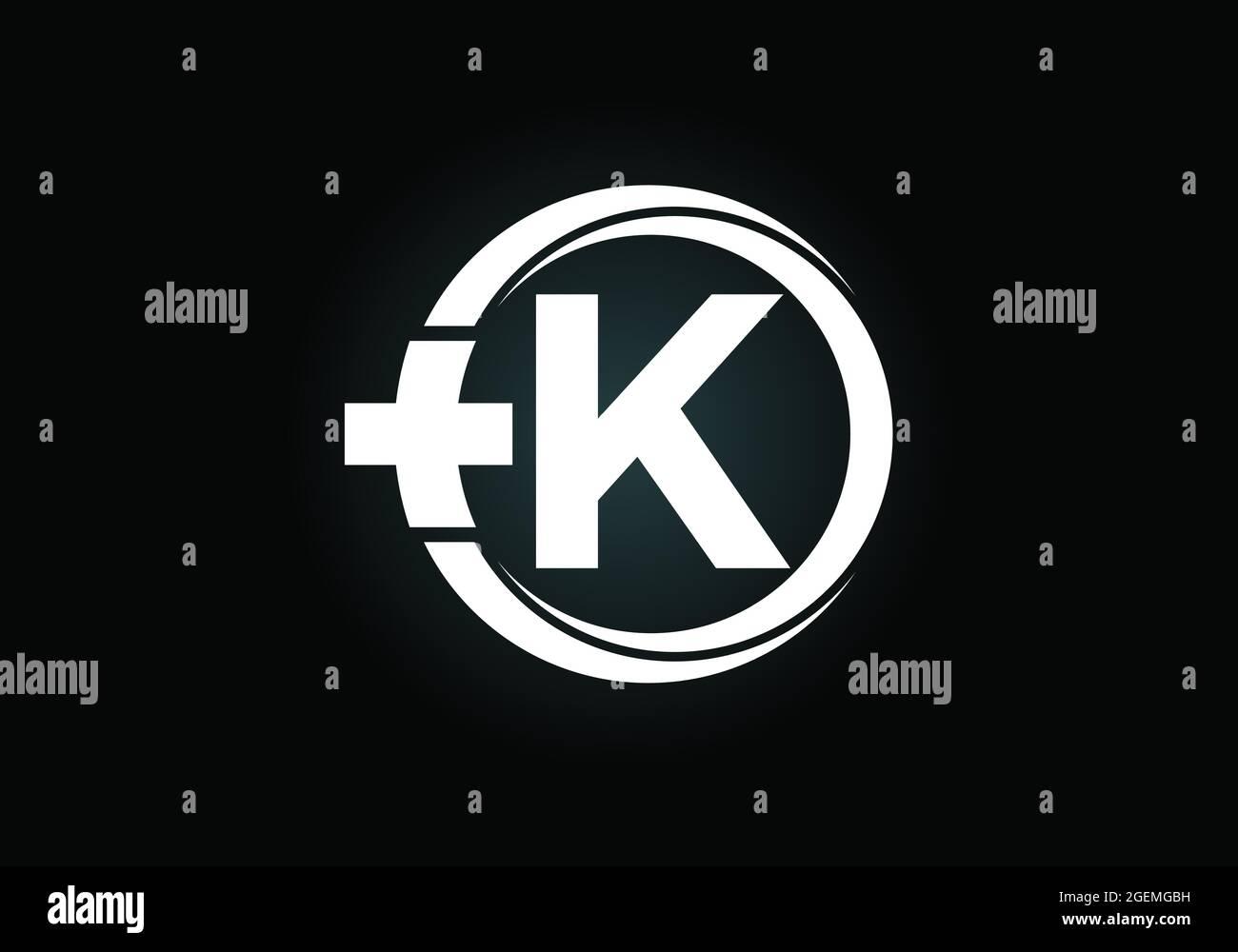 Initial K monogram alphabet in a circle with cross plus. Medical logo ...