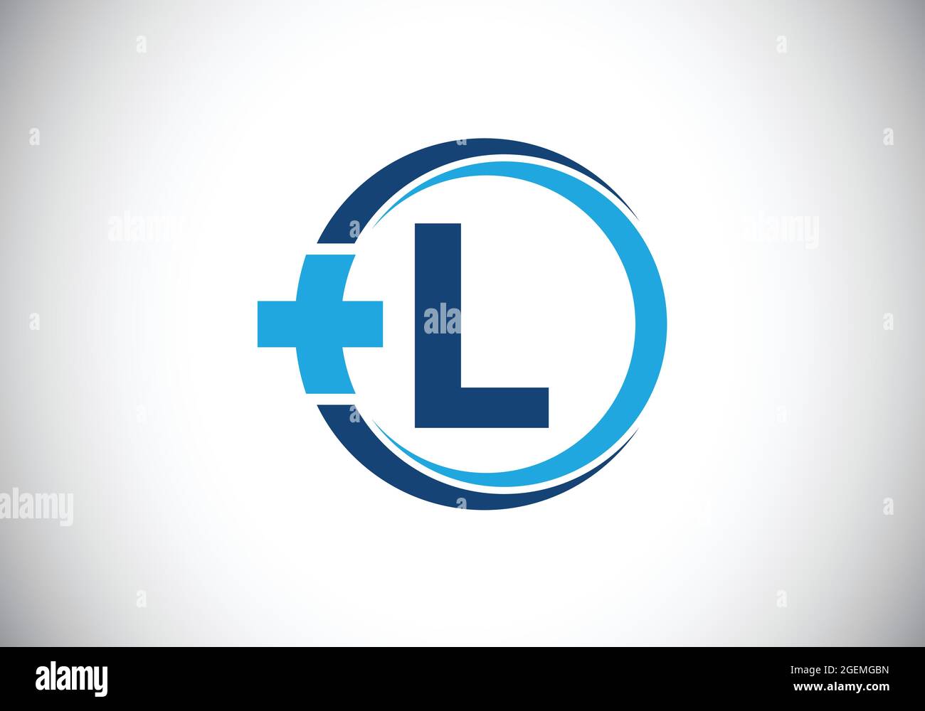 Initial L monogram alphabet in a circle with cross plus. Medical logo ...