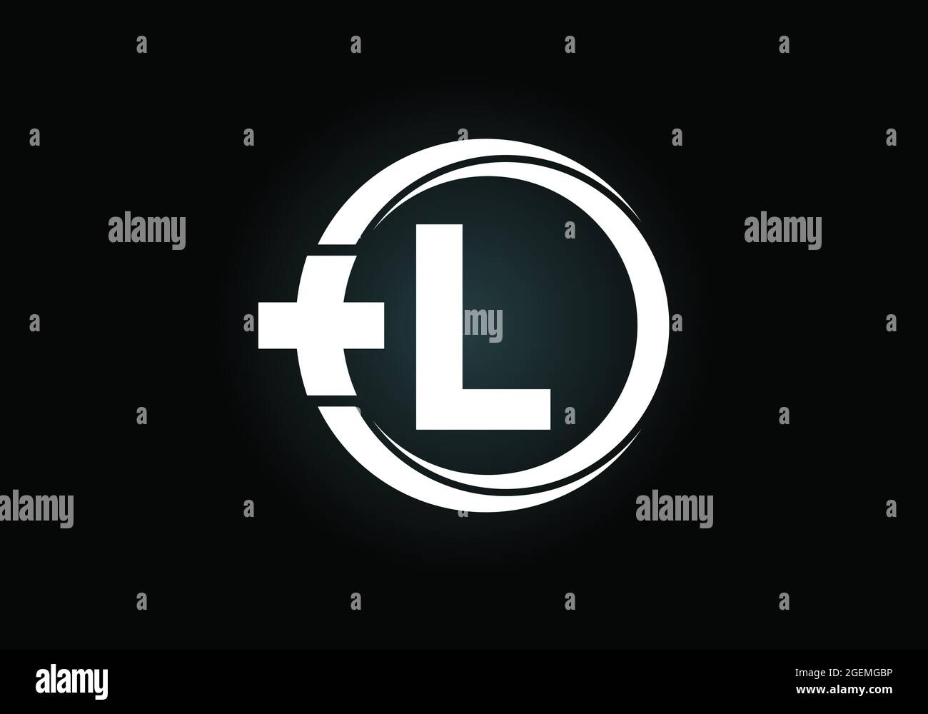 Initial L monogram alphabet in a circle with cross plus. Medical logo ...