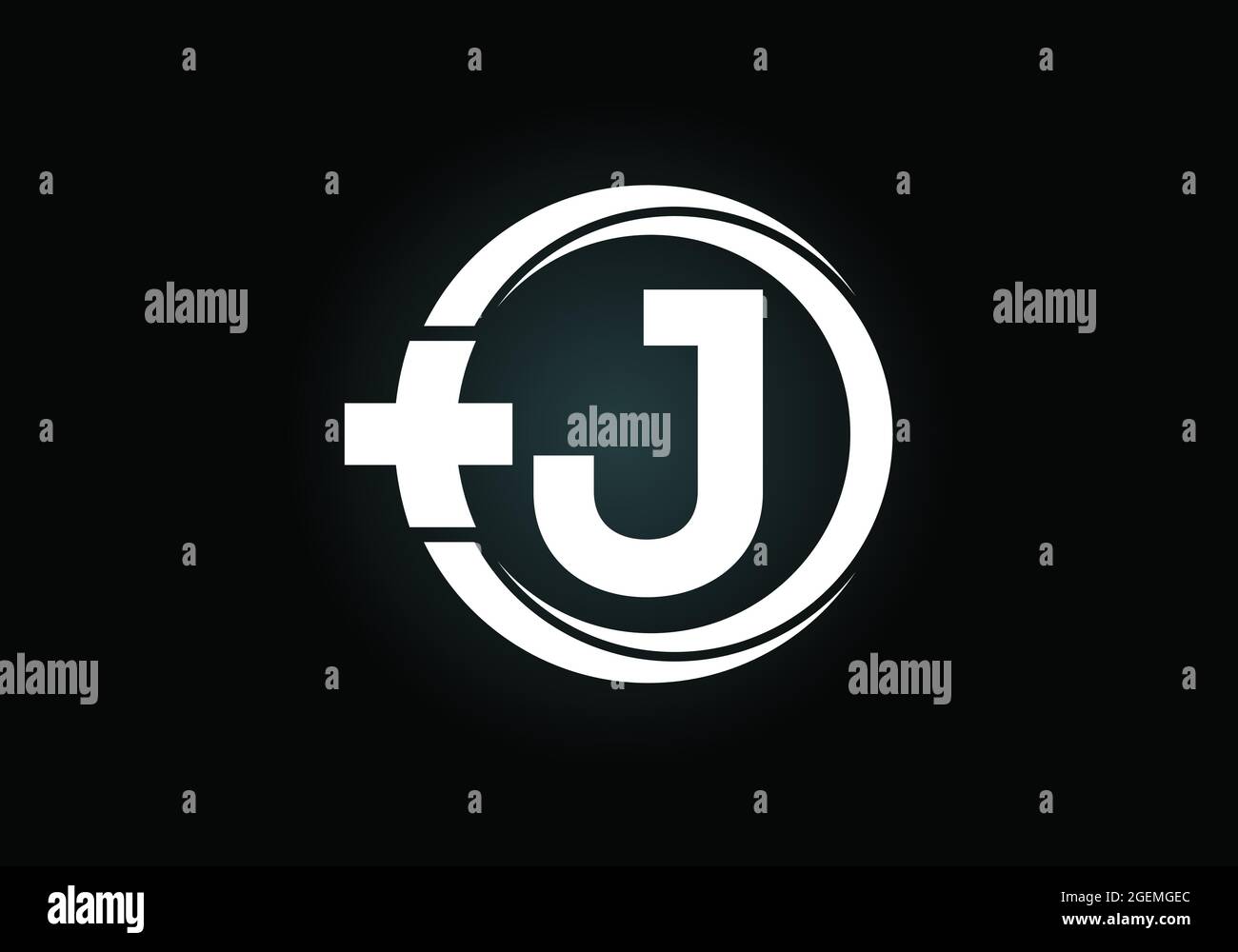 Initial J monogram alphabet in a circle with cross plus. Medical logo ...