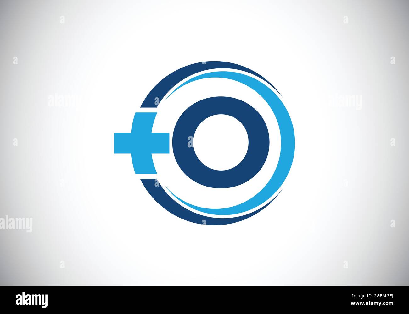 Initial O monogram alphabet in a circle with cross plus. Medical logo ...