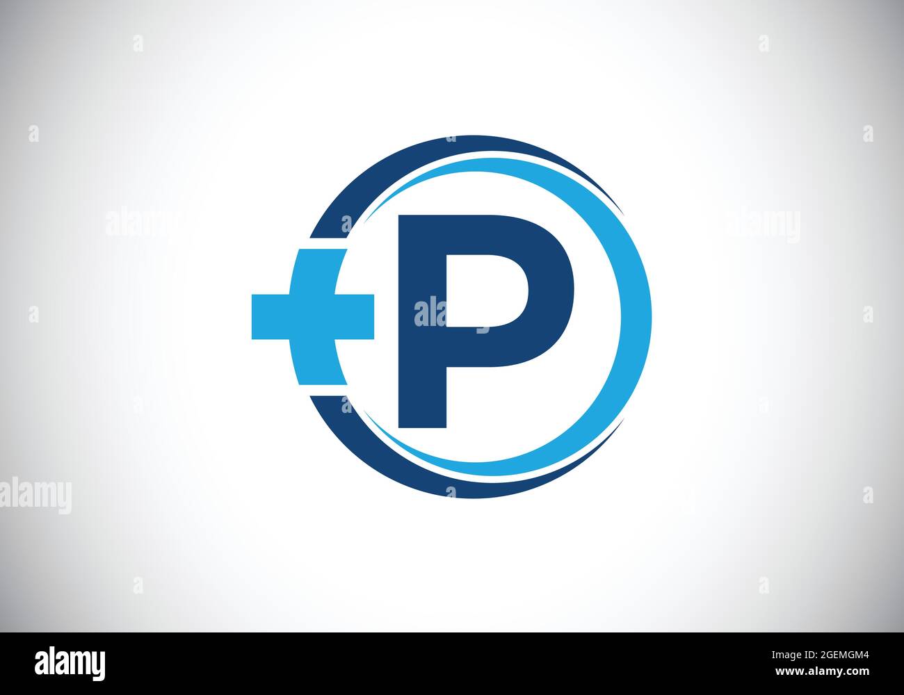 Initial P monogram alphabet in a circle with cross plus. Medical logo ...