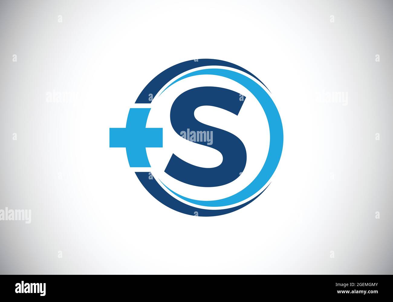 Initial S monogram alphabet in a circle with cross plus. Medical logo ...