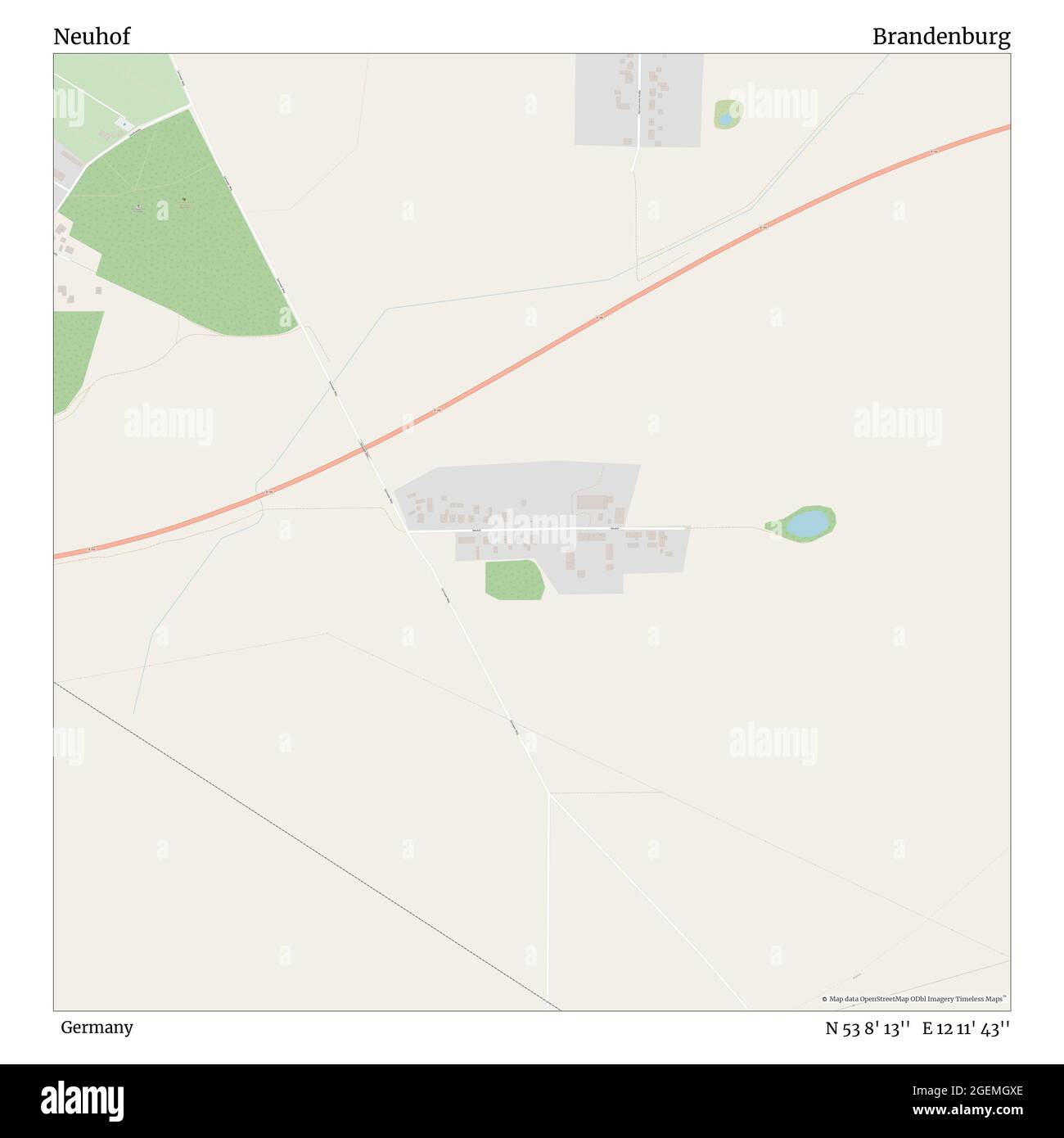 Neuhof, Germany, Brandenburg, N 53 8' 13'', E 12 11' 43'', map ...