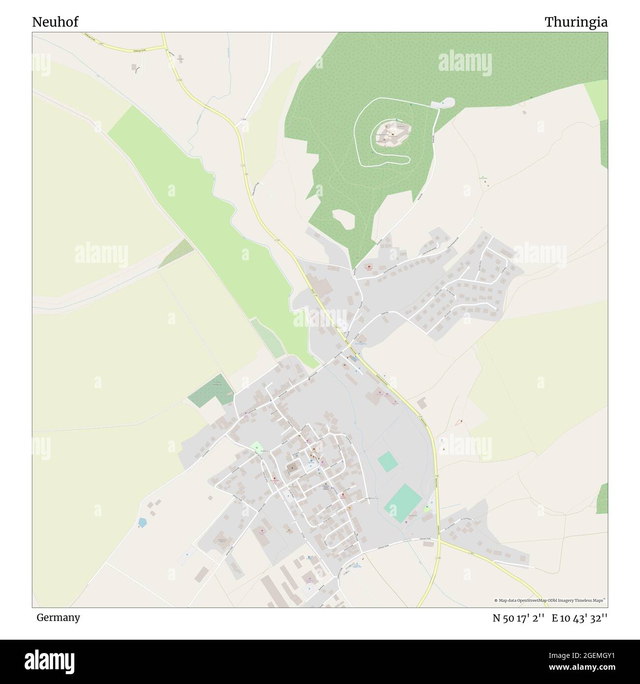 Neuhof, Germany, Thuringia, N 50 17' 2'', E 10 43' 32'', map, Timeless ...
