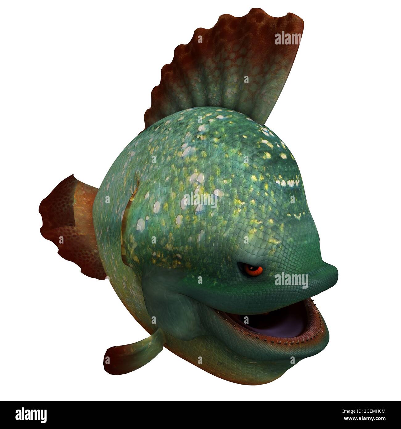 3D-illustration of a cute and funny cartoon. isolated piranha fish ...