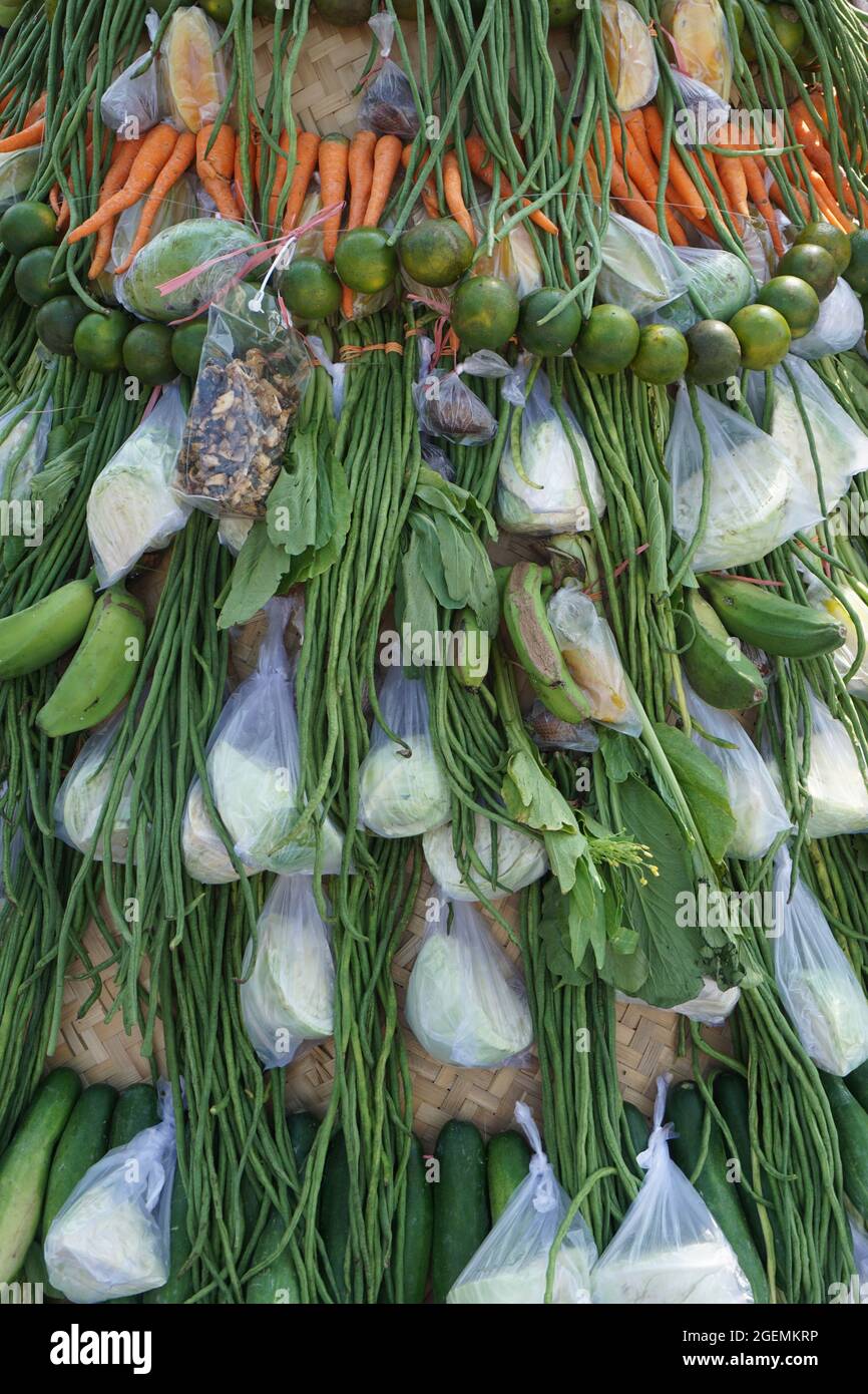 Tumpeng sayur (vegetable cone) on the ceremony of sedekah bumi ...