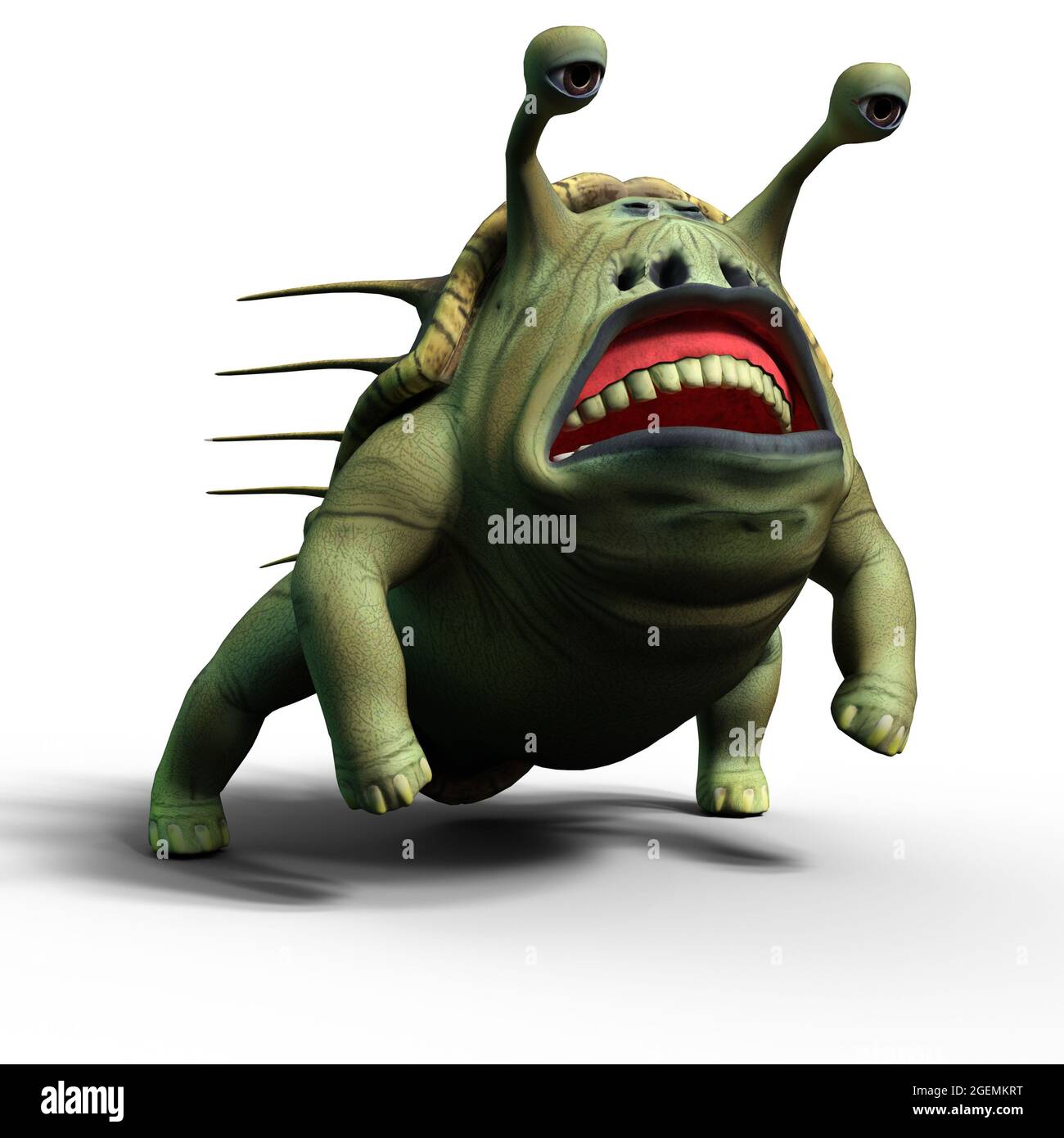 3d-illustration of an isolated attacking fantasy creature with funny ...
