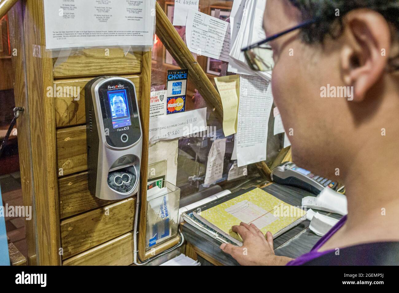 Asian chinese man male fingertec face facial recognition terminal hi ...