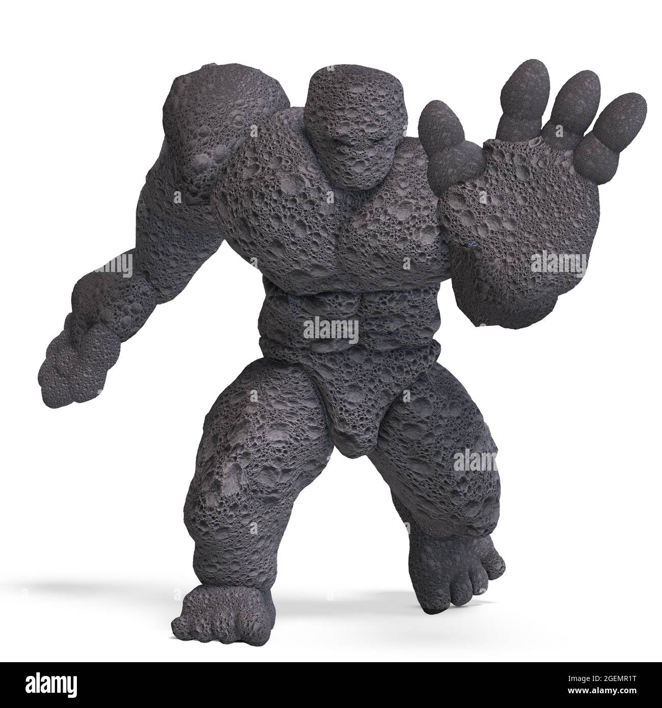 3d-illustration of an isolated giant fantasy basalt golem creature ...