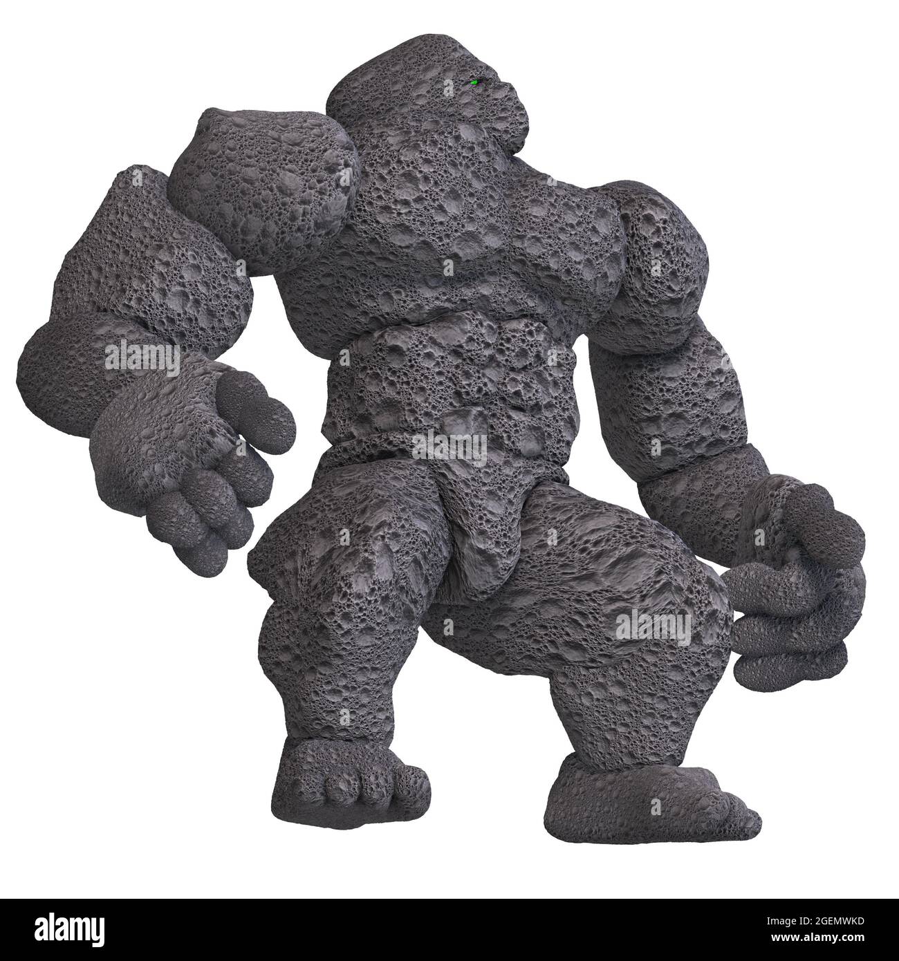 3d-illustration of an isolated giant fantasy basalt golem creature ...