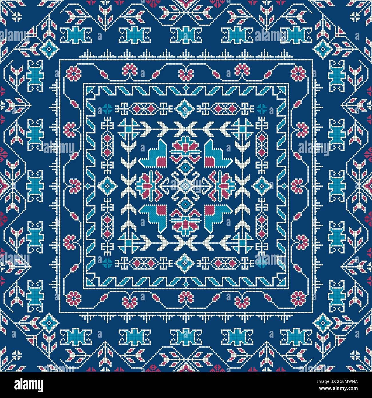 Traditional Georgian folk art embroidery vector pattern Stock Vector ...