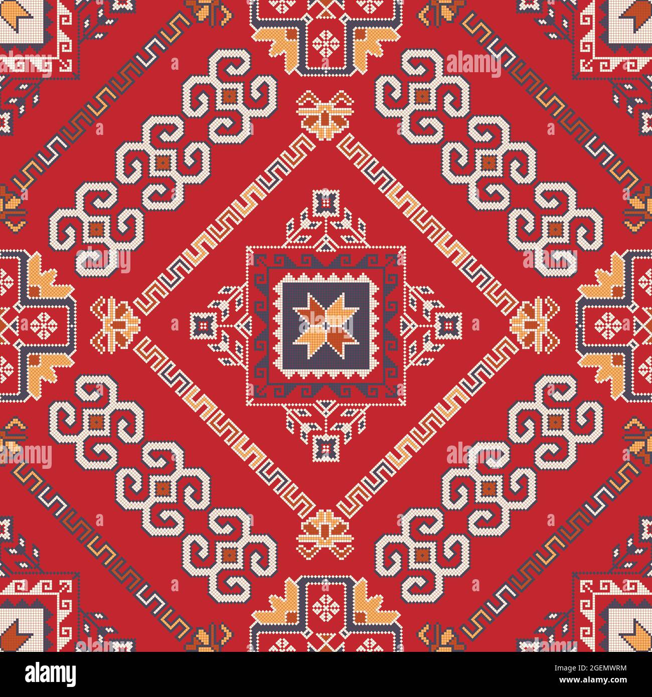 Traditional Georgian folk art embroidery vector pattern Stock Vector ...