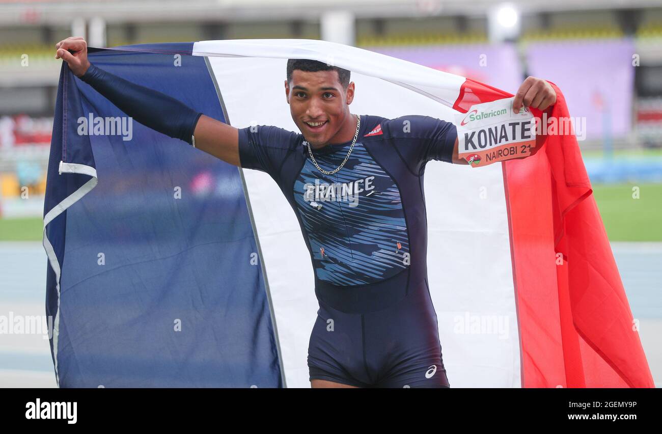 Nairobi, Kenya. 20th Aug, 2021. Erwan Konate of France celebrates after ...