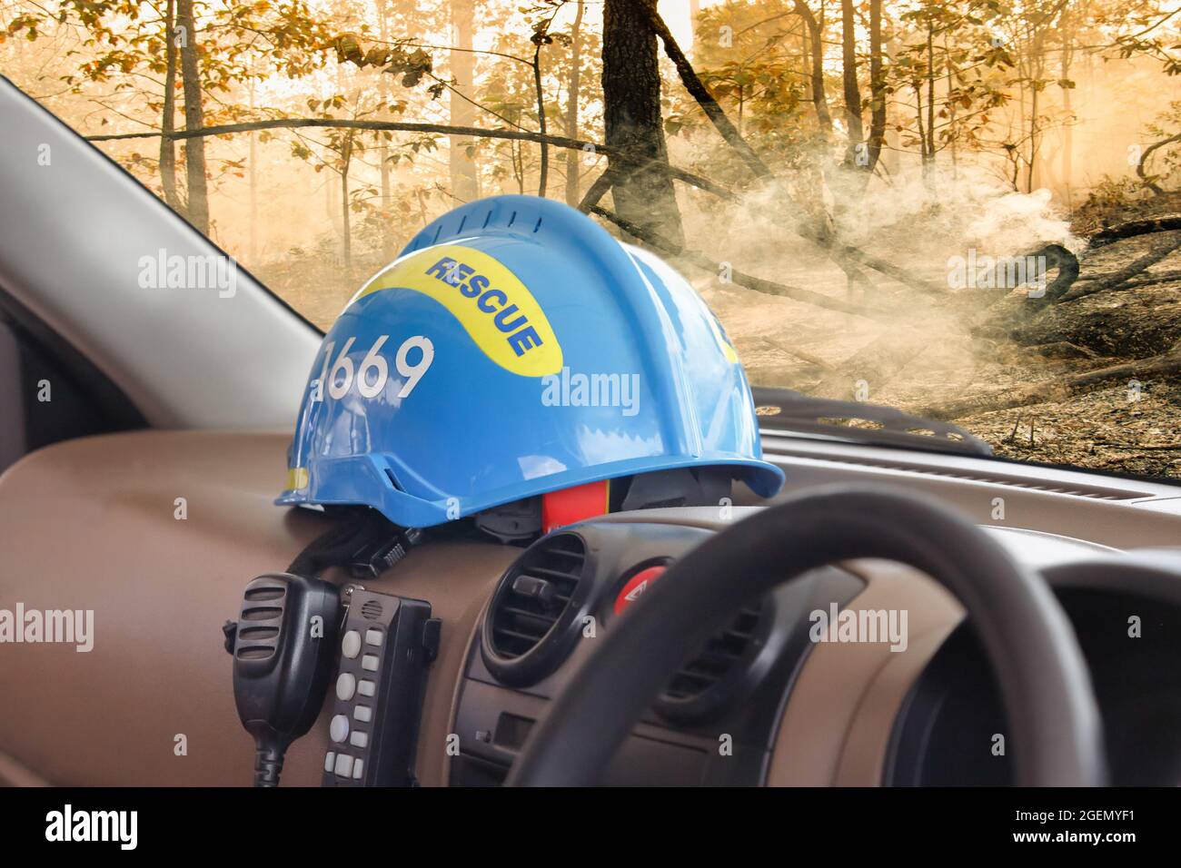 Rescue helmet put inside vehicle Stock Photo - Alamy