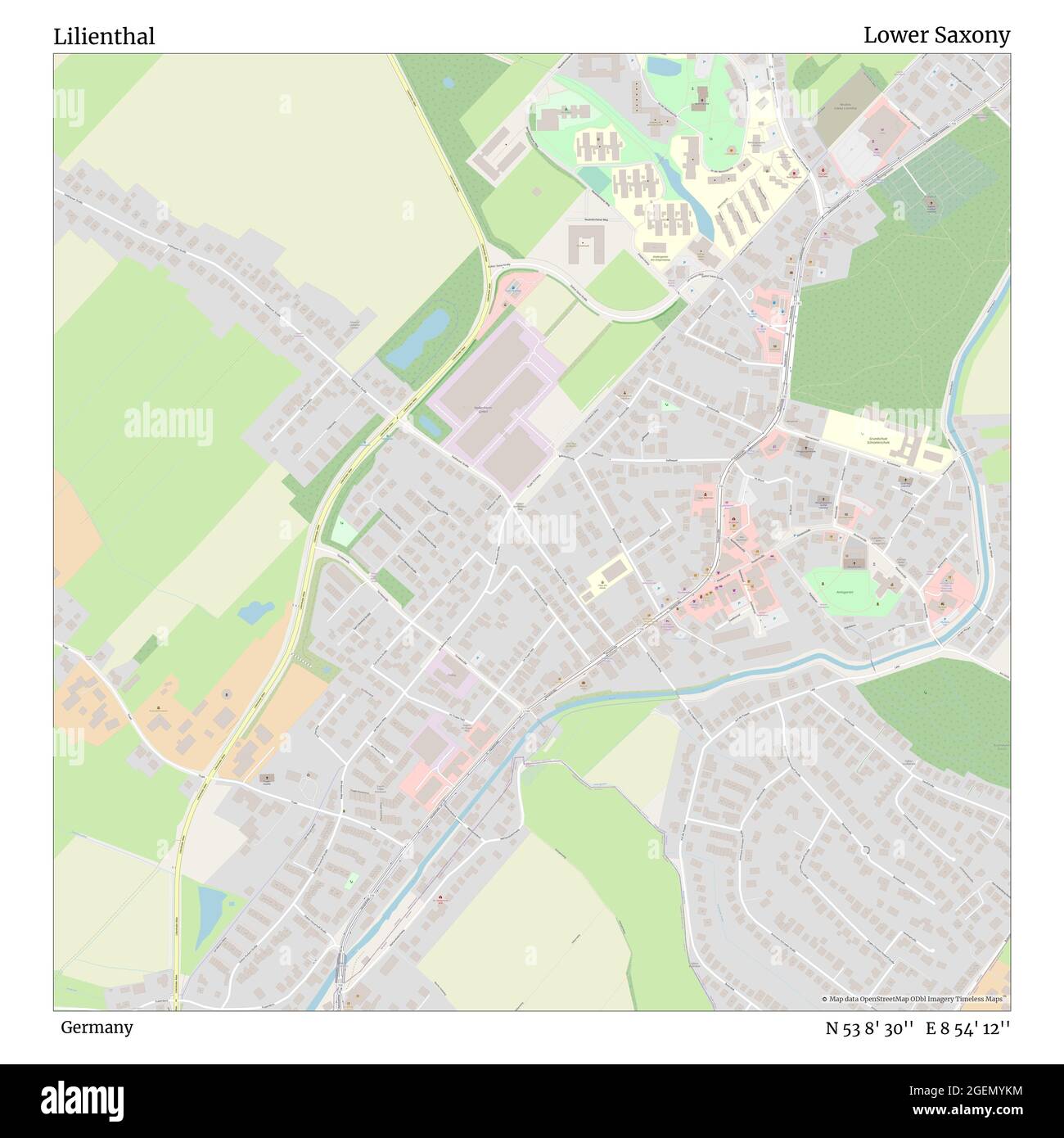 Lilienthal, Germany, Lower Saxony, N 53 8' 30'', E 8 54' 12'', map ...