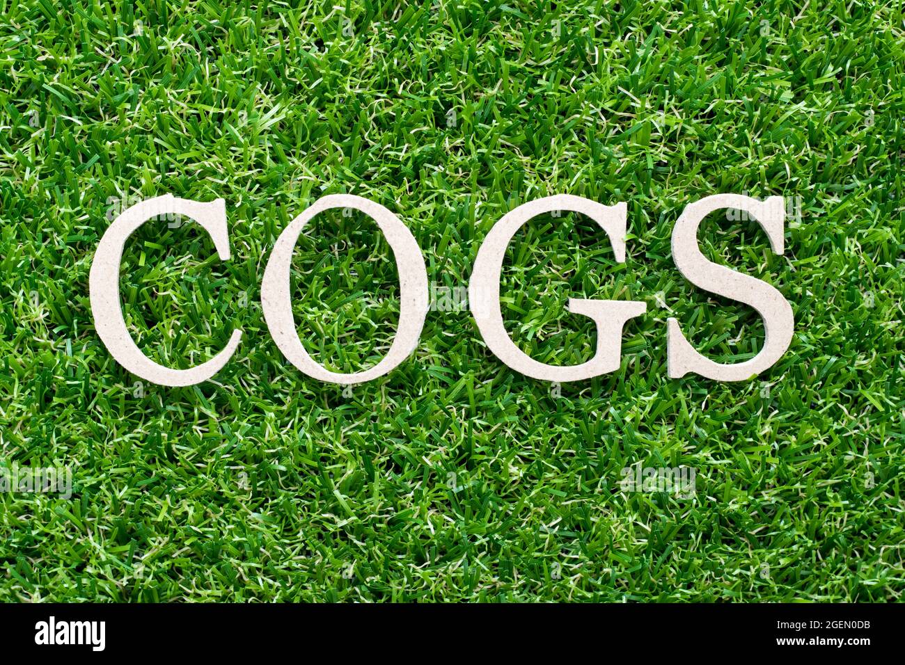 Wood alphabet in word COGS (Abbreviation of Cost of goods sold) on ...