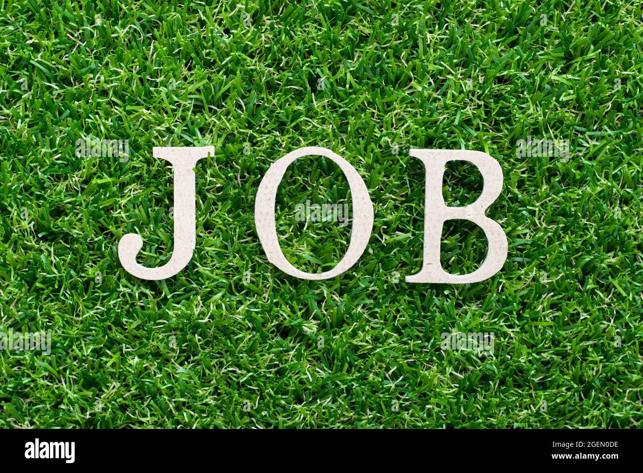 Wood alphabet in word job on artificial green grass background Stock ...
