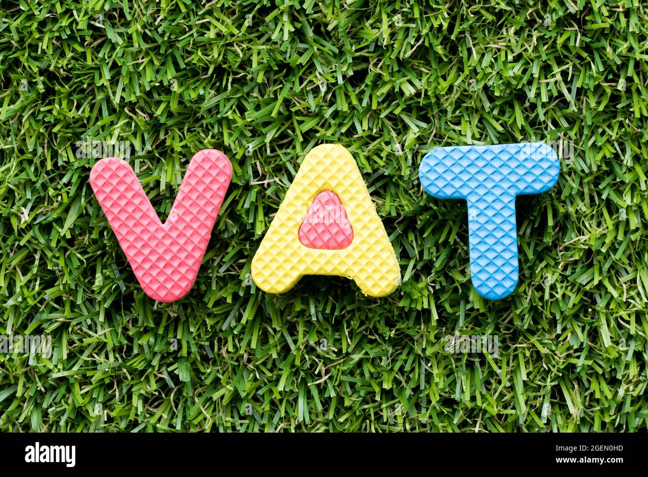 Color alphabet letter in word VAT (Abberviation of Value added tax) on ...