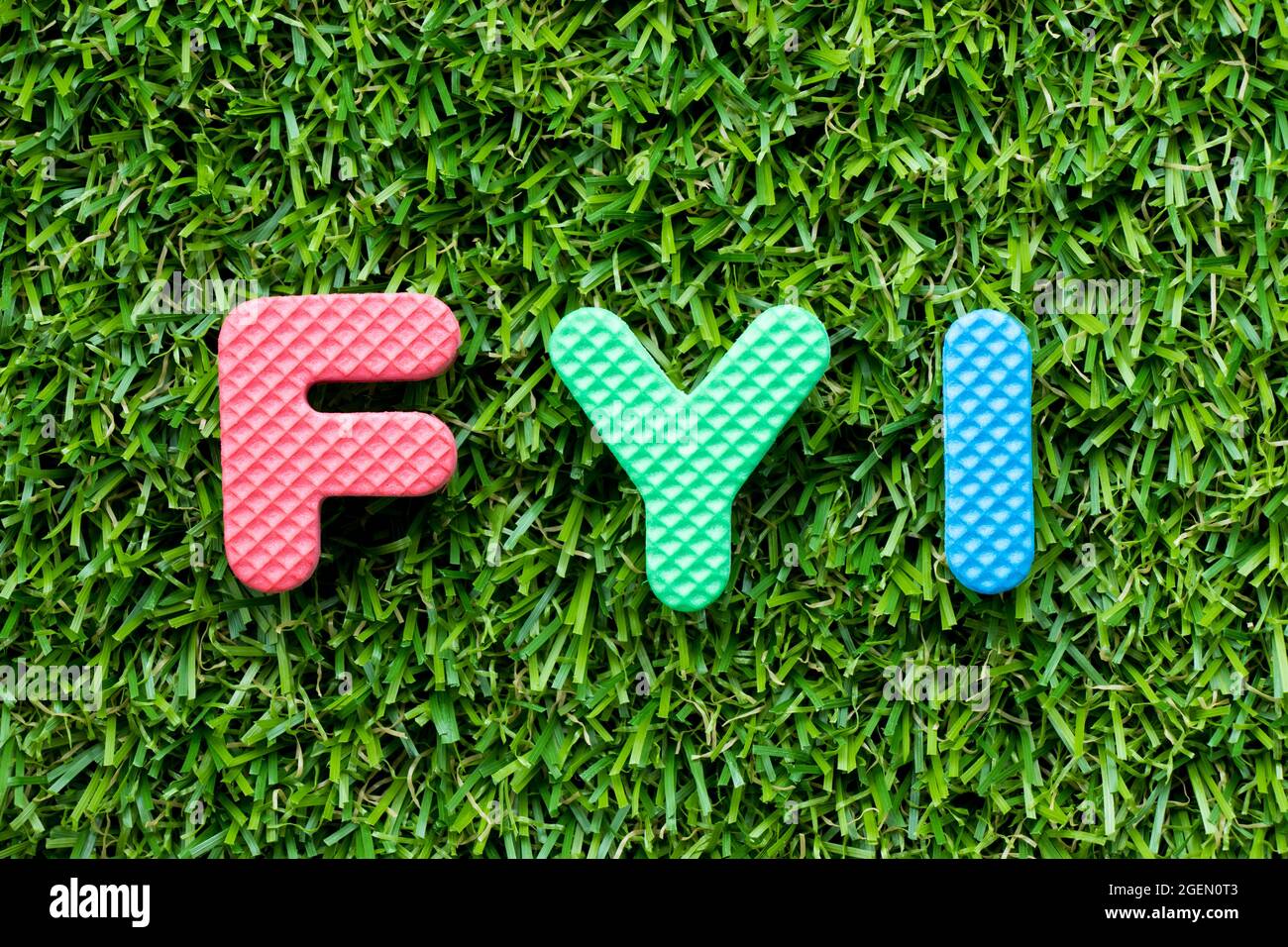 Color alphabet letter in word FYI (Abbreviation of For your information ...