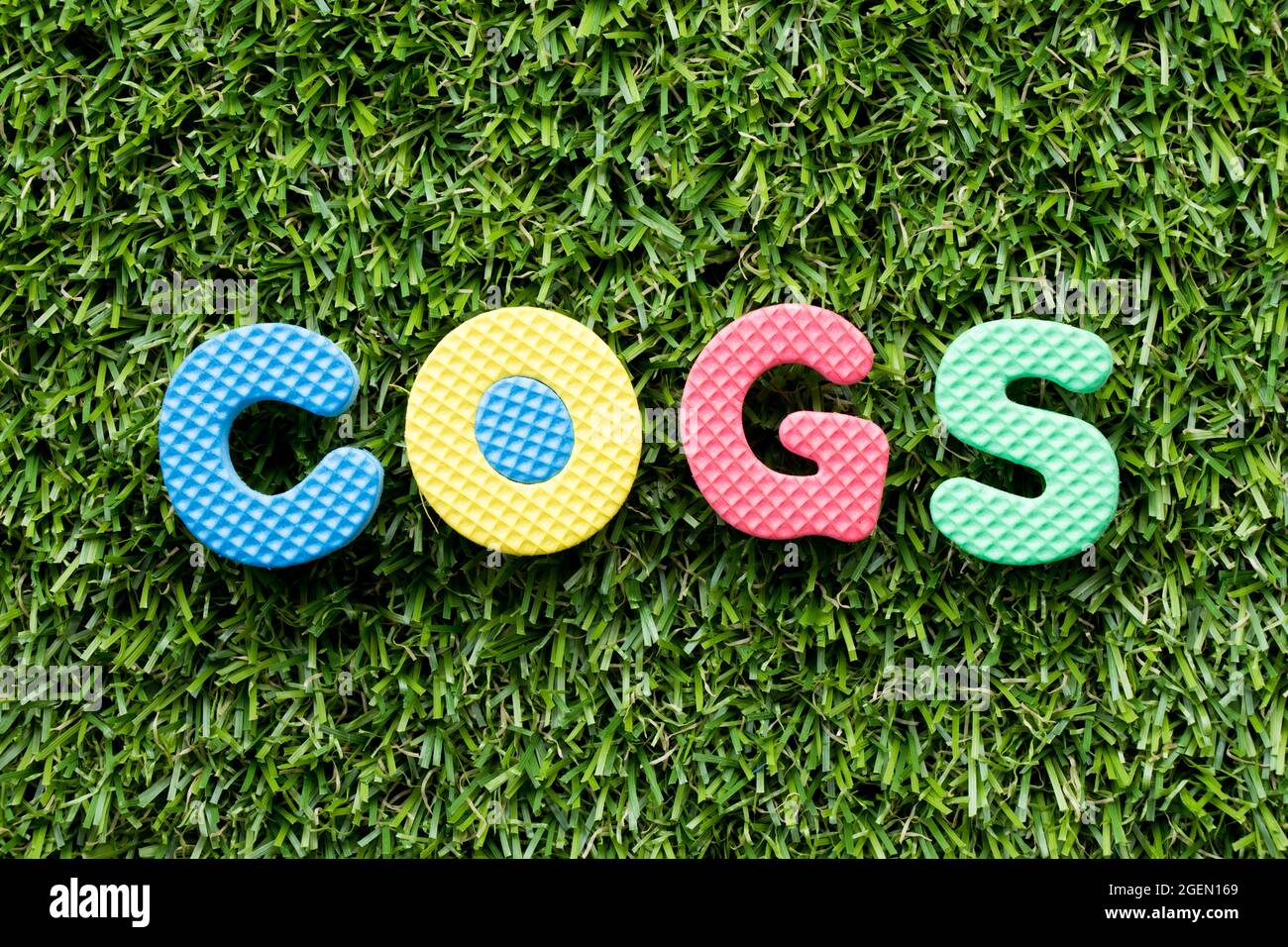 Color alphabet letter in word COGS (Abbreviation of Cost of goods sold ...
