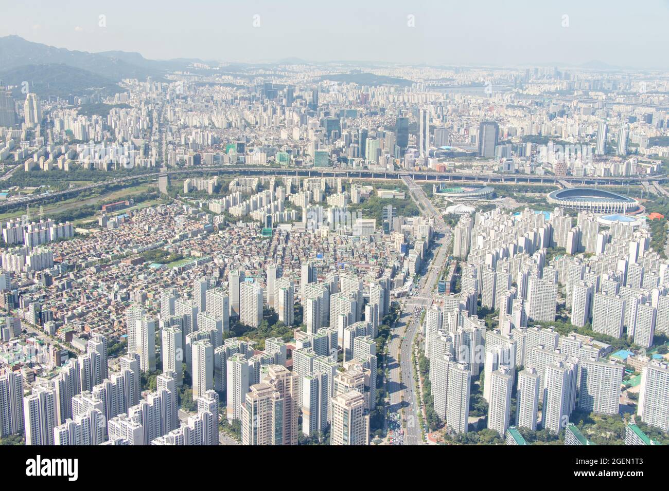 Sep 1, 2018, Seoul, South Korea : Top view of building and road at ...