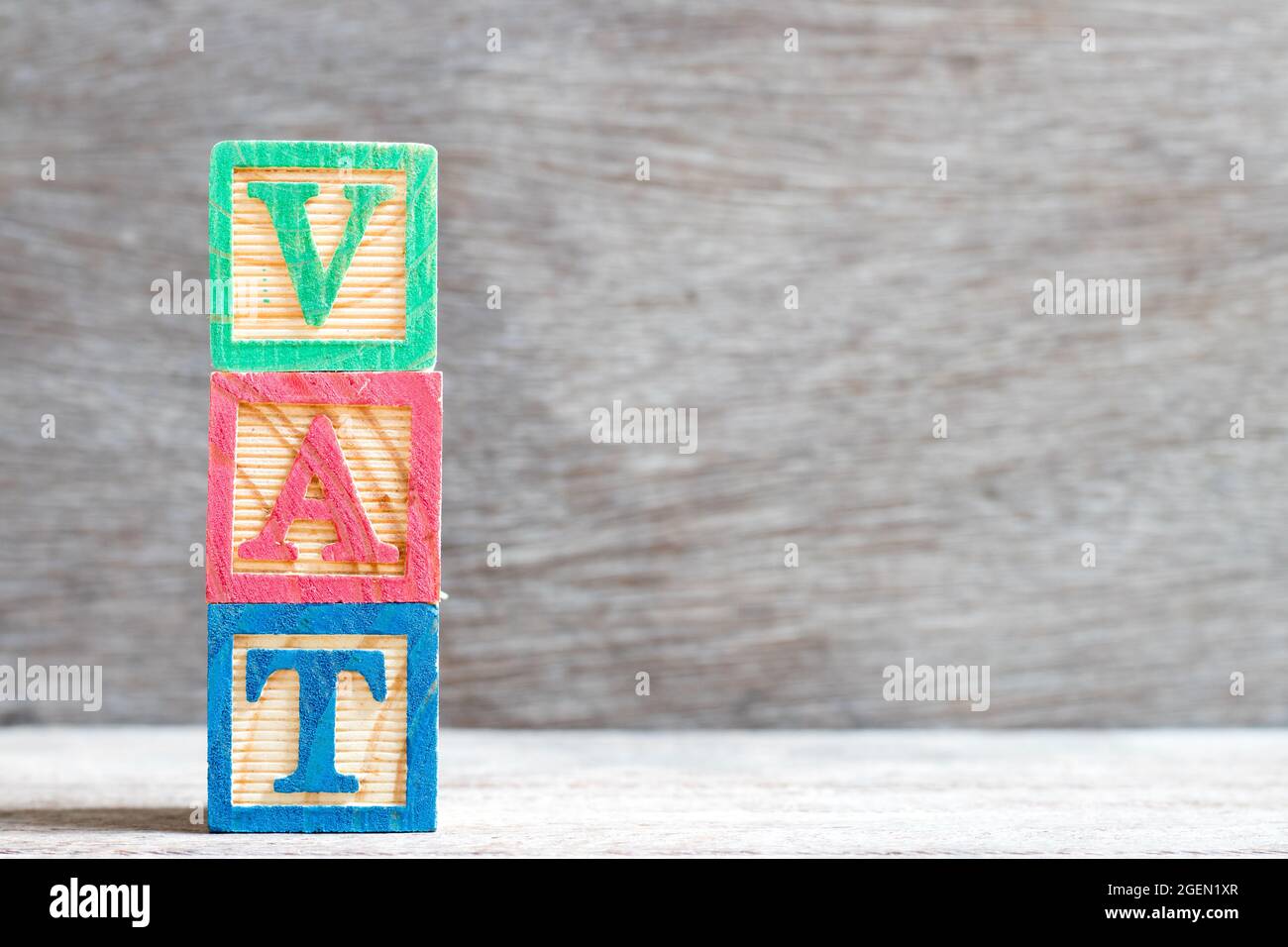 Color letter block in word vat (abbreviation of value added tax) on ...