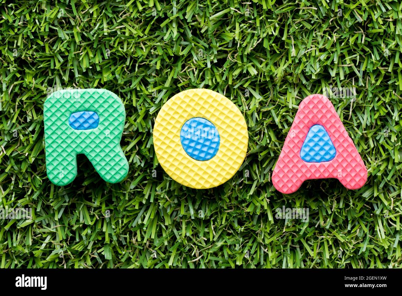 Color alphabet letter in word ROA (Abbbreviation of Return on assets ...