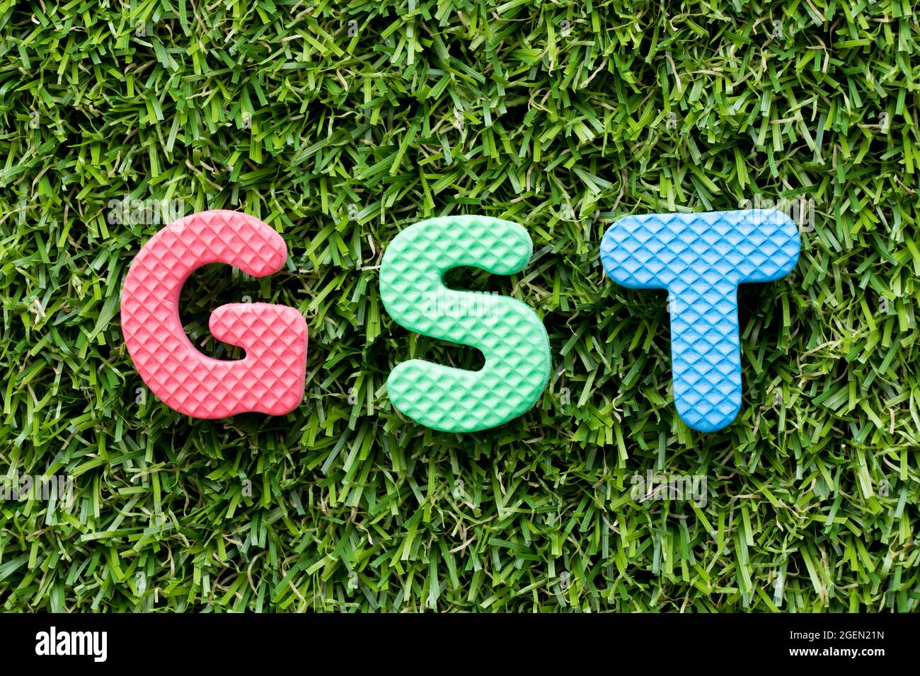 Color alphabet letter in word GST (Abbreviation of Goods and Service ...
