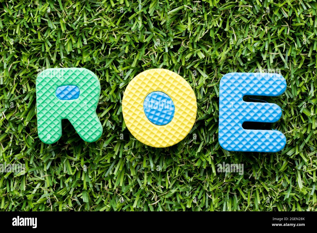 Color alphabet letter in word ROE (Abbbreviation of Return on equity ...