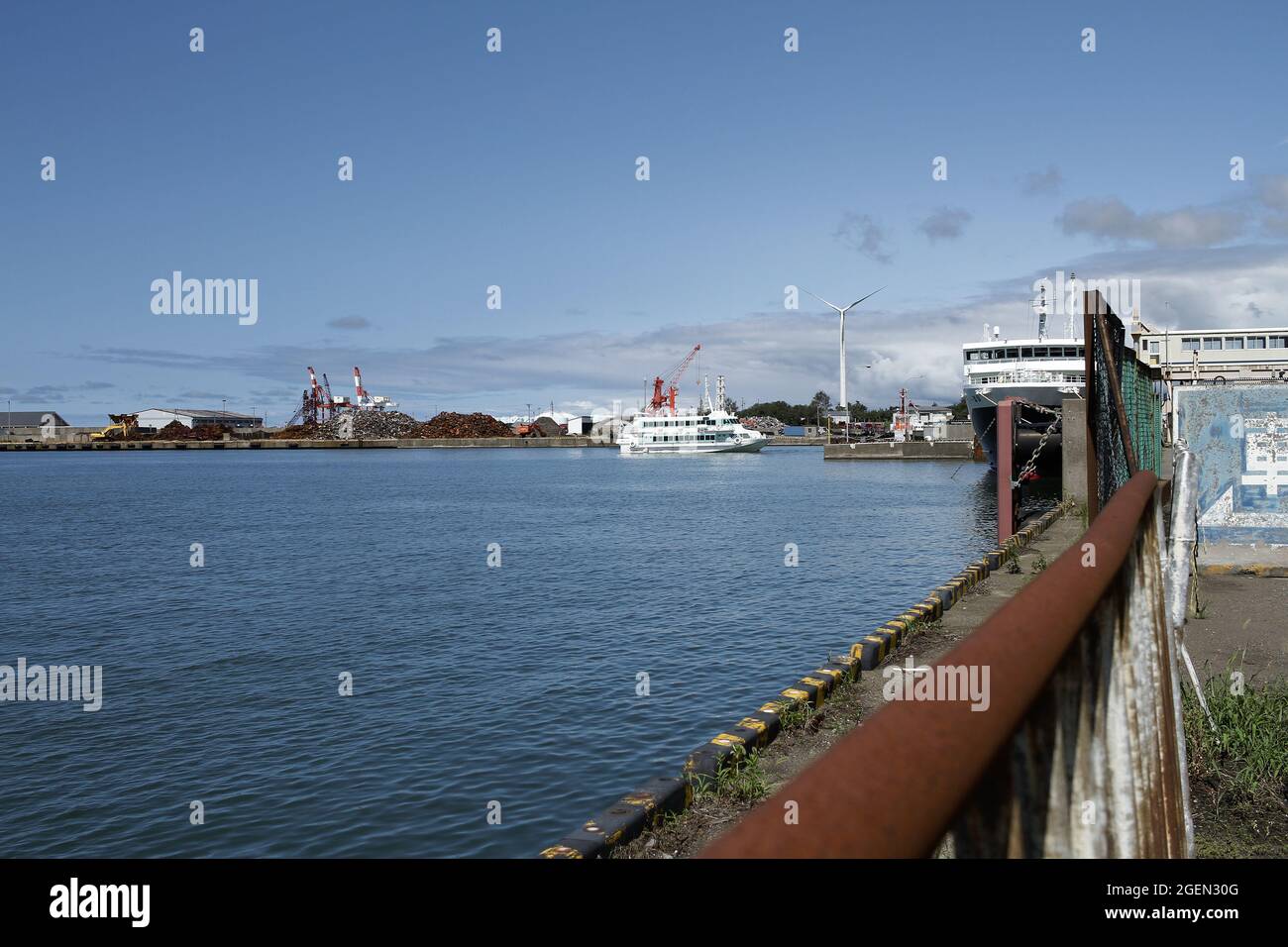 Joetsu, Niigata, Japan, 2021-15-08 , Ferry departing to Sado island ...