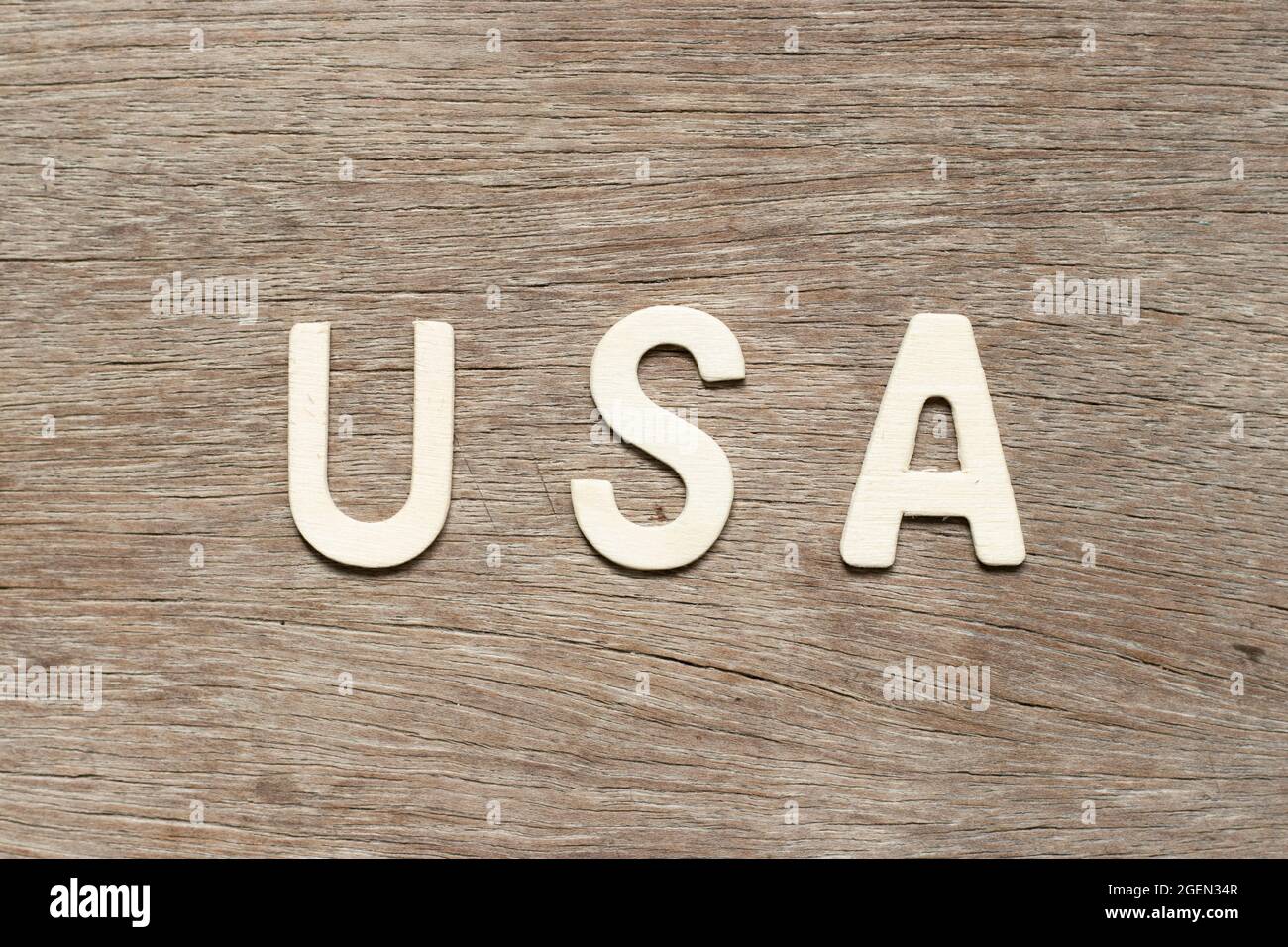 Alphabet letter in word USA (United states of America) on wood ...