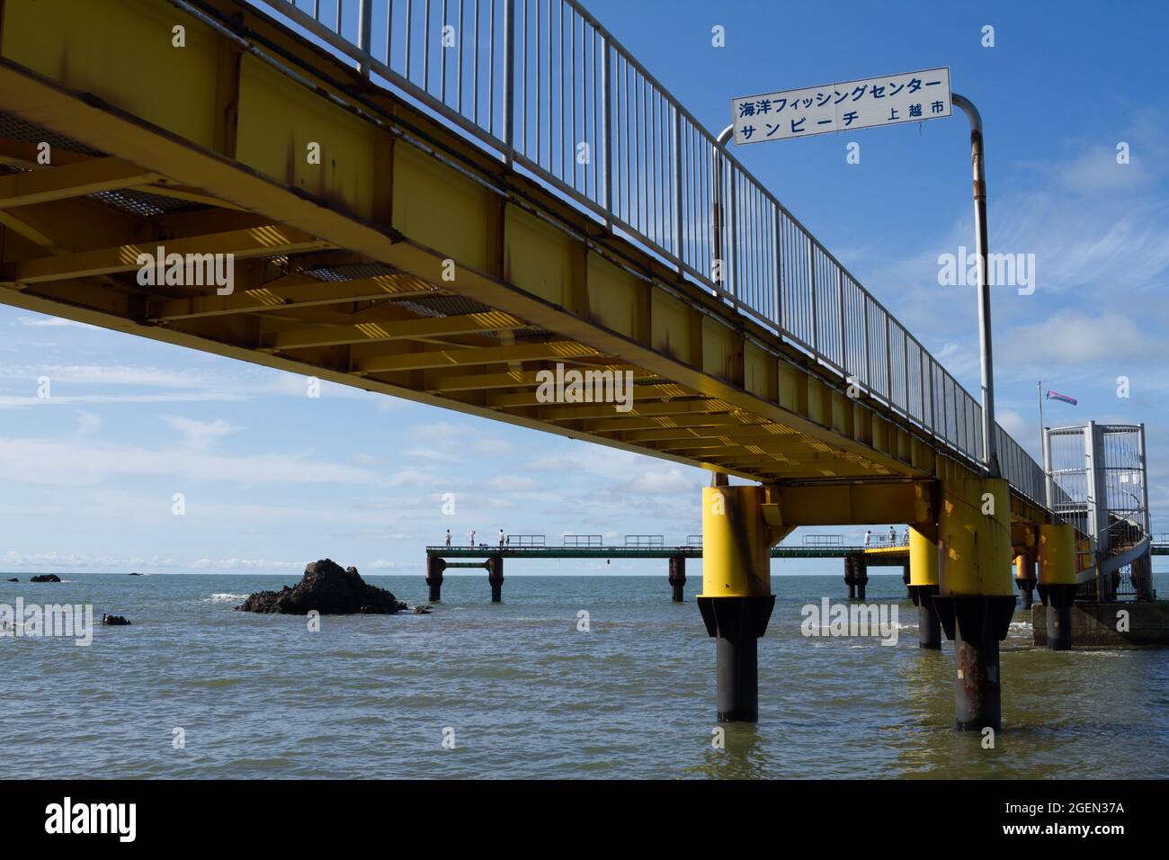 Joetsu, Niigata, Japan, 2021-15-08 , walkway to the sea in Jōetsu, A ...