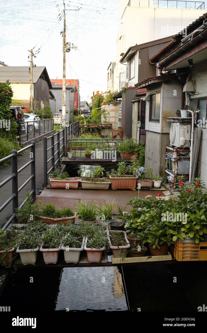 Joetsu, Niigata, Japan, 2021-15-08 , views of small roads in Itoigawa ...