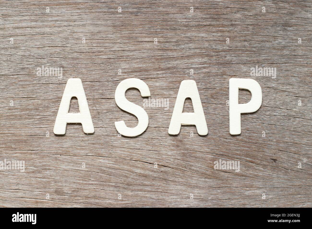 Alphabet letter in word ASAP (Abbreviation of as soon as possible) on ...