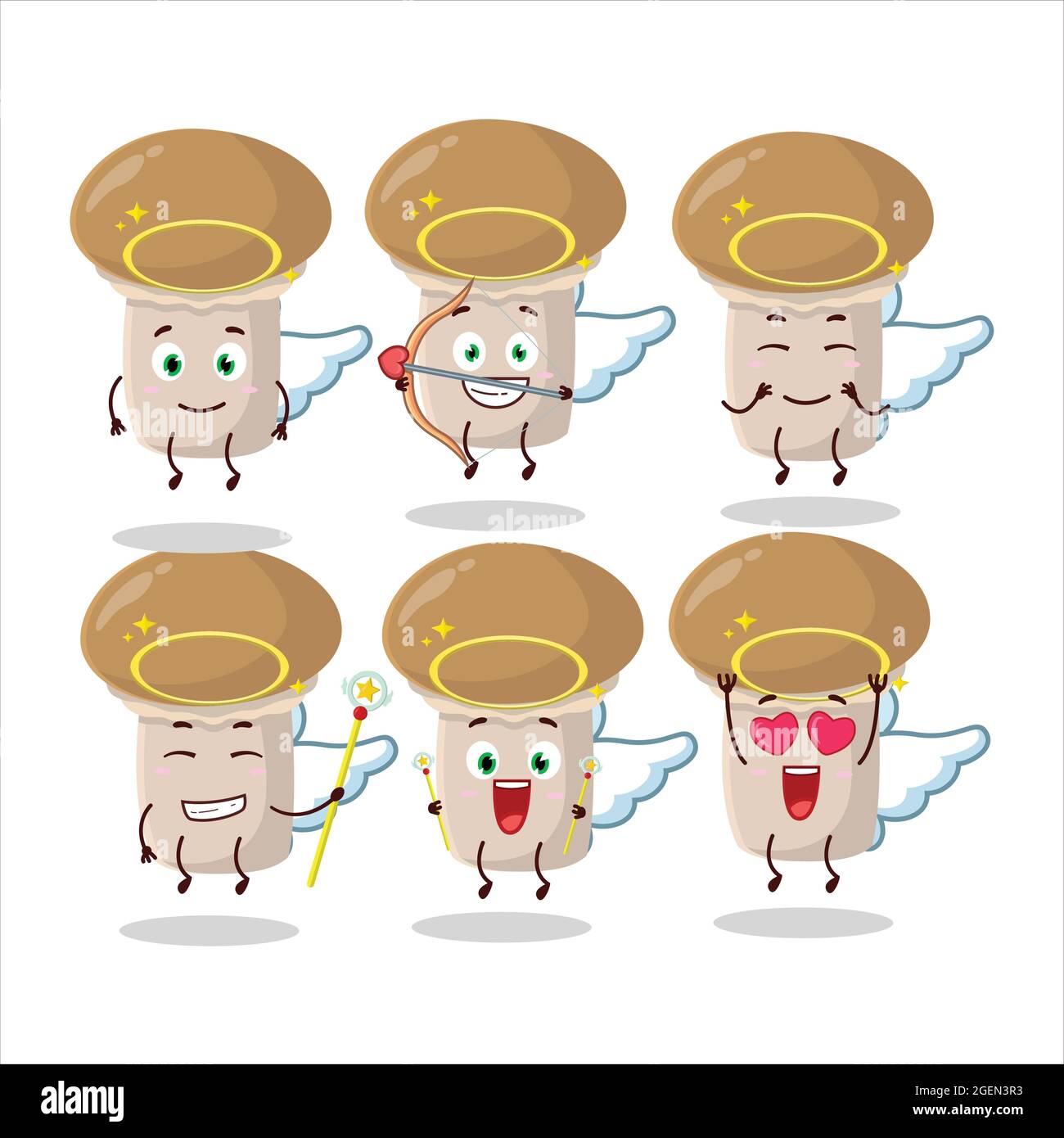 Champignon cartoon designs as a cute angel character. Vector ...