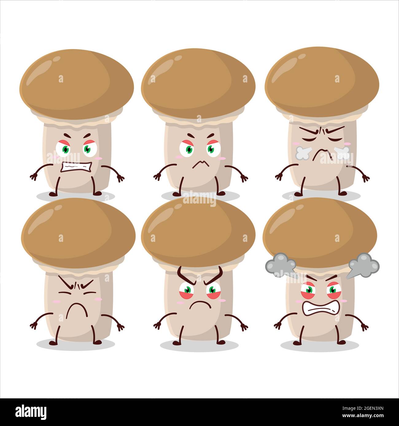 Champignon cartoon character with various angry expressions. Vector ...