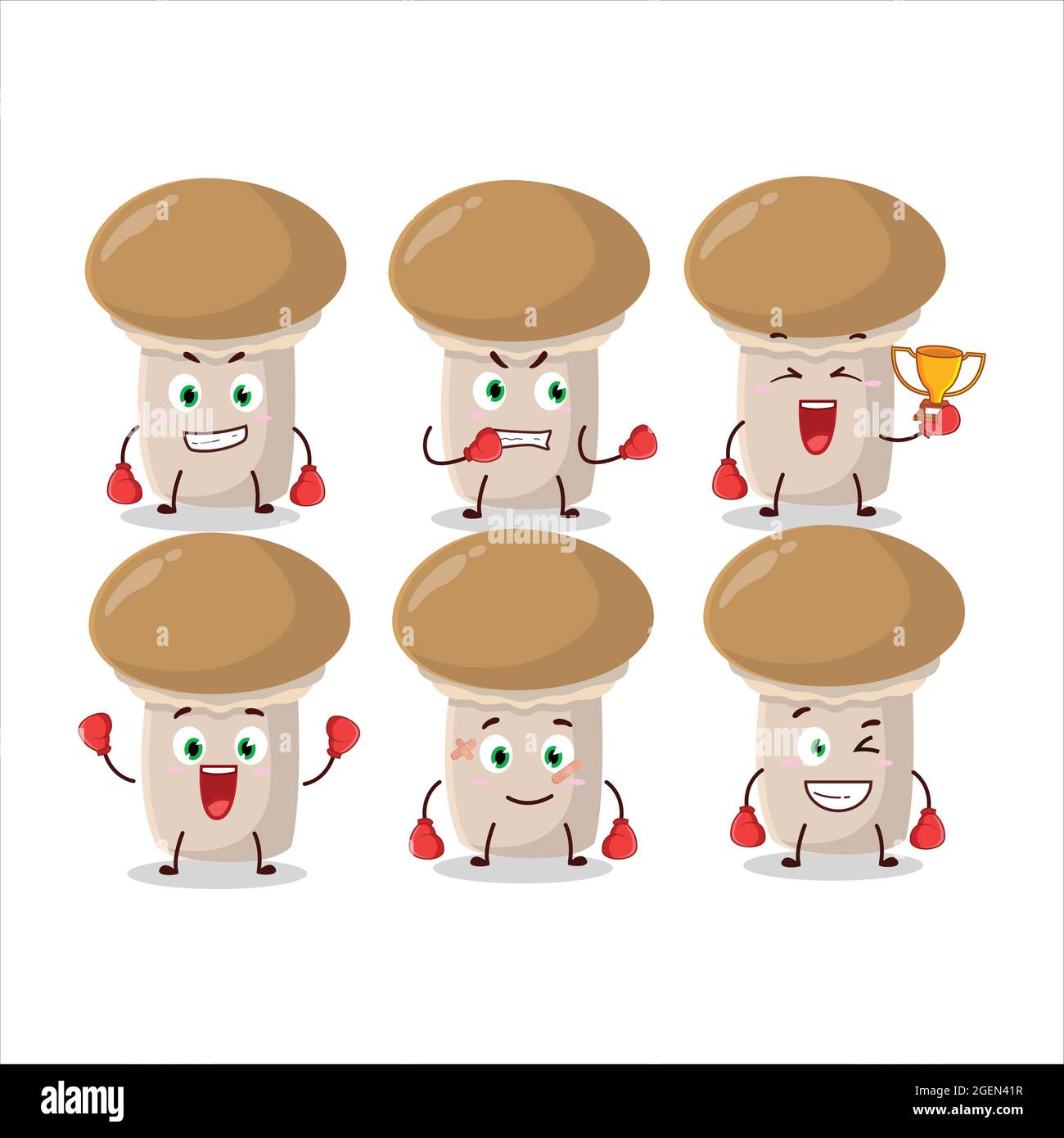 A sporty champignon boxing athlete cartoon mascot design. Vector ...