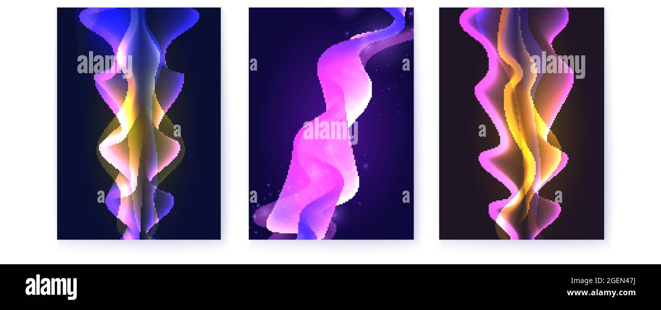 Set of posters with flowing smoke effect. Posters isolated on white ...