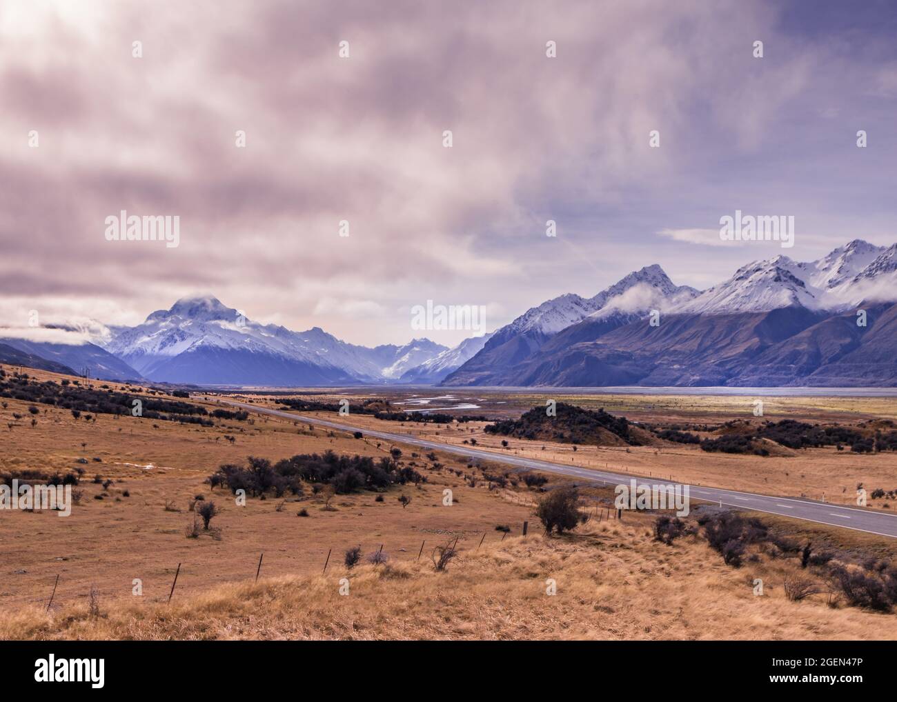 Mt Cook National Park from Mt Cook Highway, New Zealand Stock Photo - Alamy