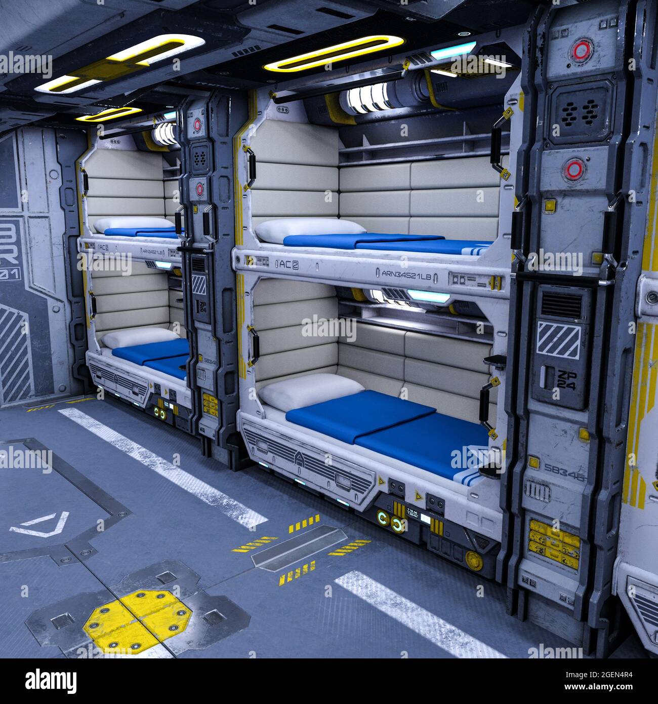 3D-illustration of a futuristic barrack in a science fiction scene ...