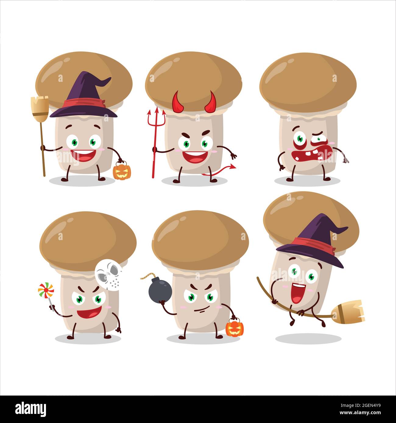 Halloween expression emoticons with cartoon character of champignon ...