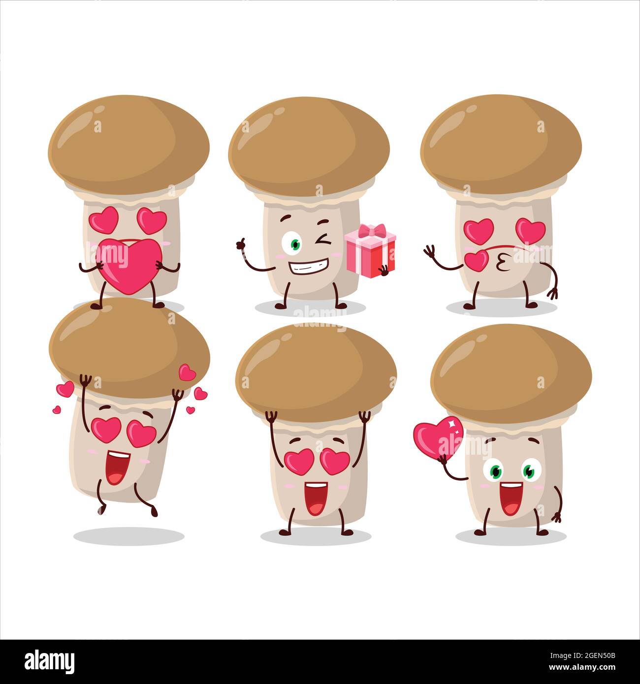 Champignon cartoon character with love cute emoticon. Vector ...