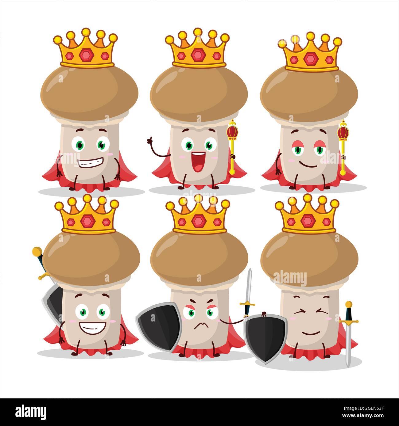 A Charismatic King champignon cartoon character wearing a gold crown ...
