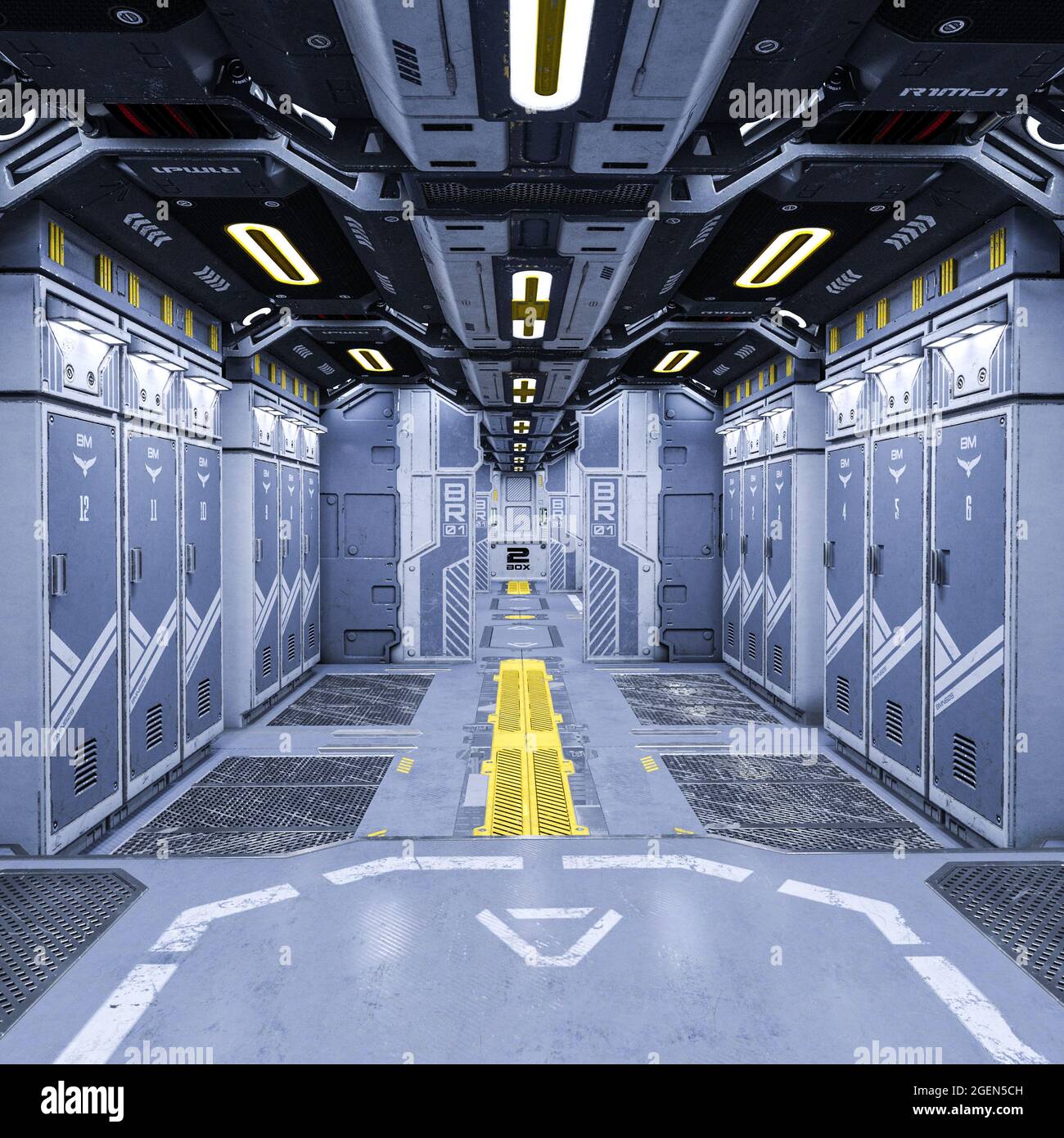 3D-illustration of a futuristic barrack in a science fiction scene ...