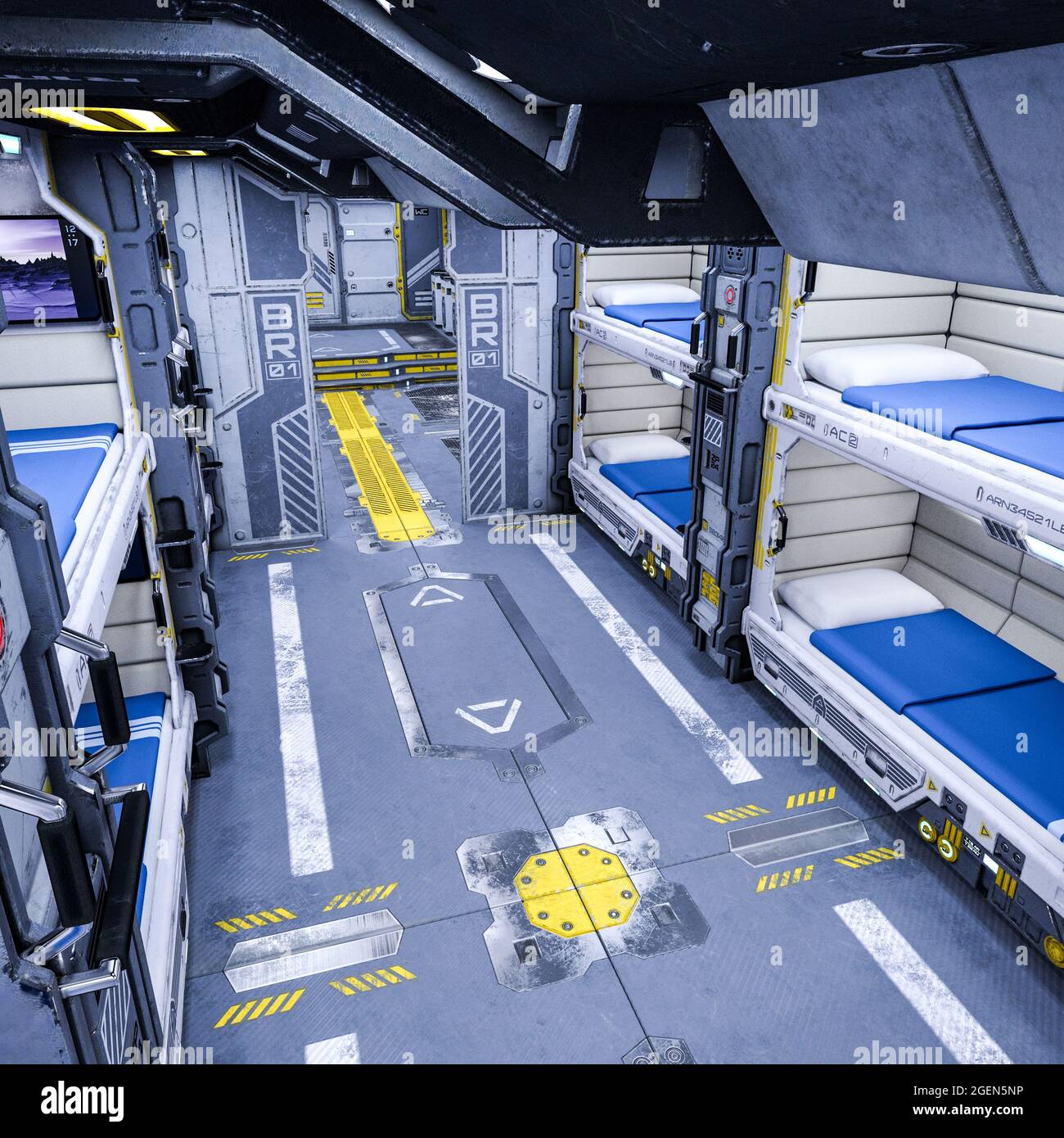 3D-illustration of a futuristic barrack in a science fiction scene ...